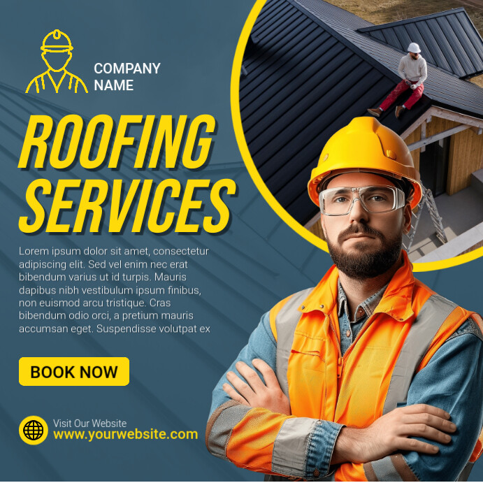 Aqua Maximalist Roofing Service Instagram Post Template | PosterMyWall