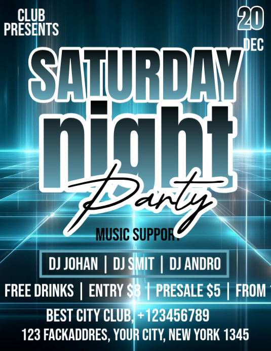 Copy of Aqua Maximalist Saturdaynight Party Poster Flyer | PosterMyWall