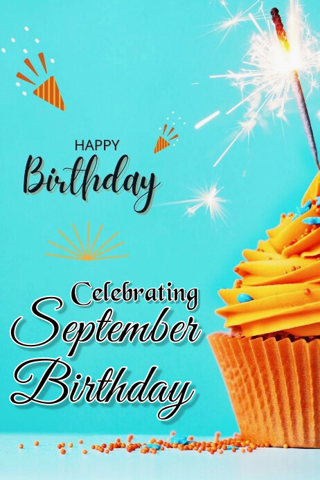 Aqua Maximalist September Birthday Banner 4' Template | PosterMyWall