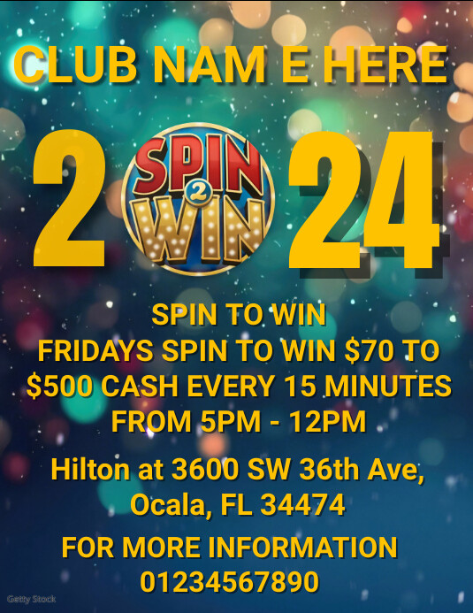 Copy of Aqua Maximalist Spin To Win Flyers A4 Flyer ( | PosterMyWall