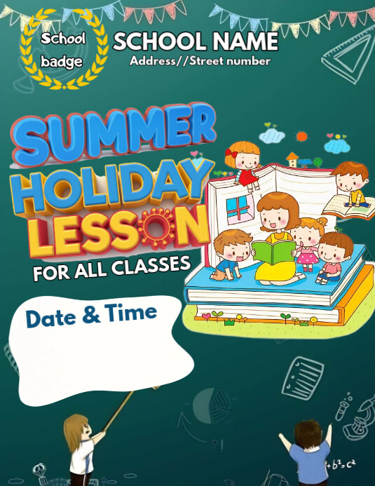 Aqua Maximalist Summer Holiday Lesson Flyer Flyer (us Letter) Template ...