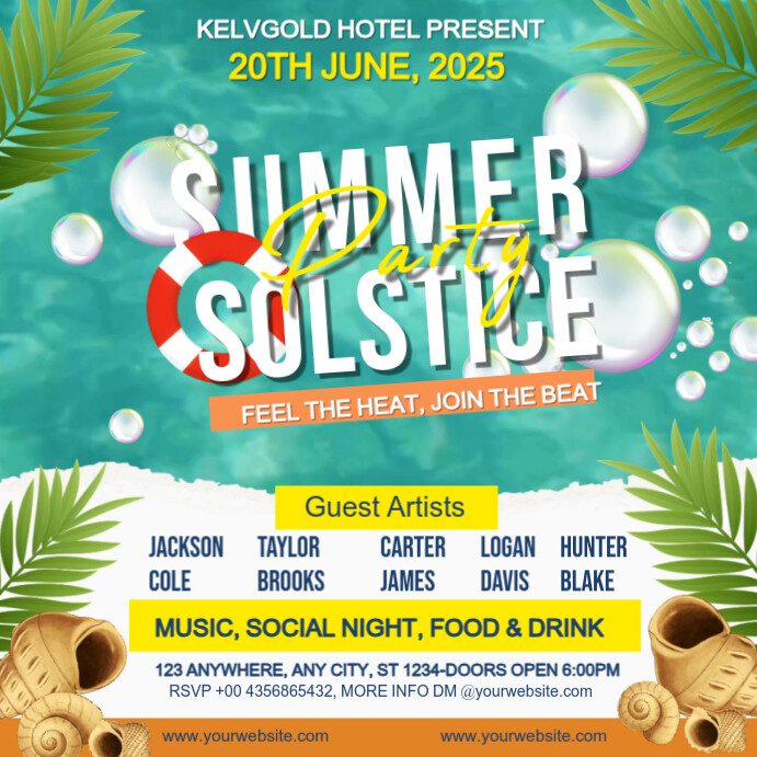 Plantilla de Aqua Maximalist Summer Solstice/summer Solstice Party ...