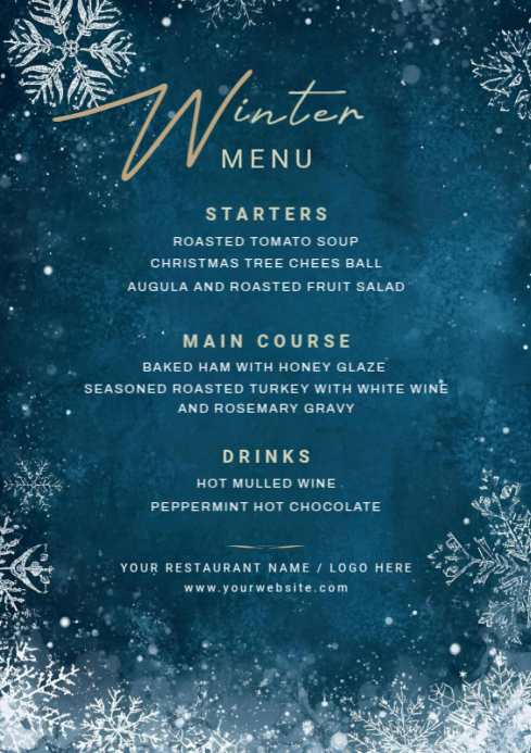 Aqua Maximalist Winter Menu Card Restaurant Ad Flyer A4 Template ...