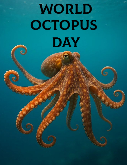 Copy of Aqua Maximalist World Octopus Day Flyer (us Letter) | PosterMyWall
