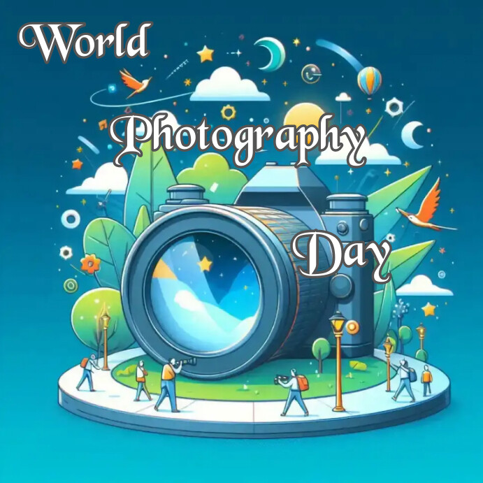Aqua Maximalist World Photography Day Instag Templat | PosterMyWall
