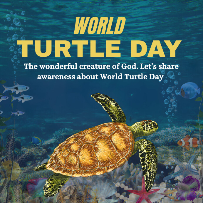 Aqua Maximalist World Turtle Day Instagram Po Template | PosterMyWall