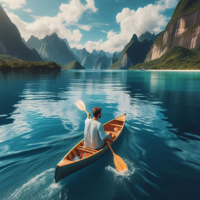 Copy of Aqua Modern & Minimal Canoe Man Instagram Post | PosterMyWall