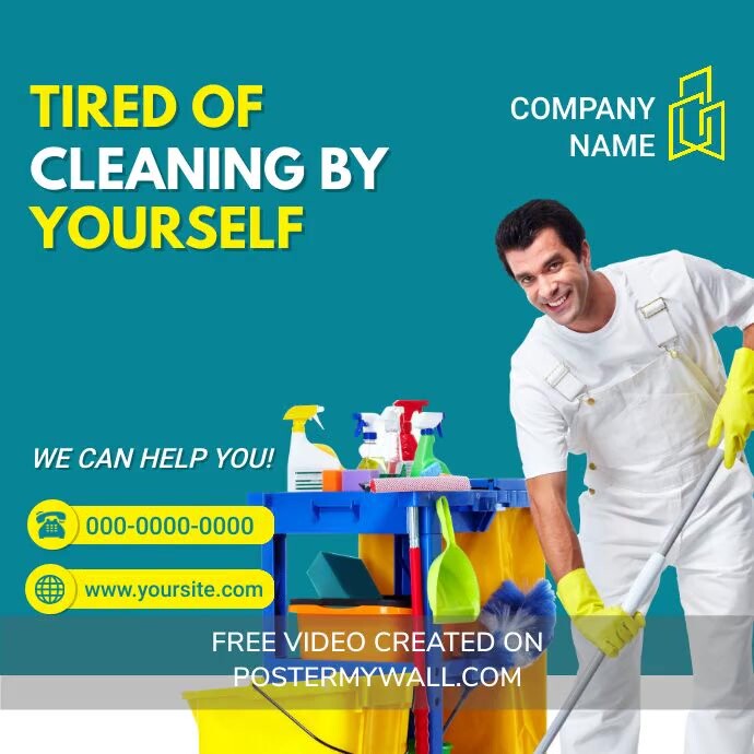 Aqua Modern & Minimal Cleaning Service Instag Template | PosterMyWall