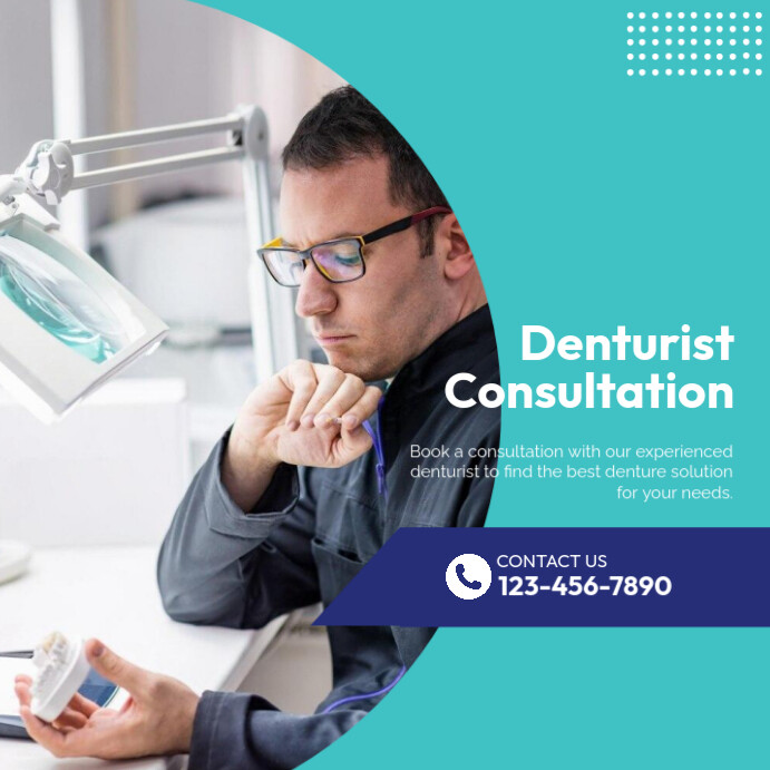 Aqua Modern & Minimal Denturist Consultation Template | PosterMyWall