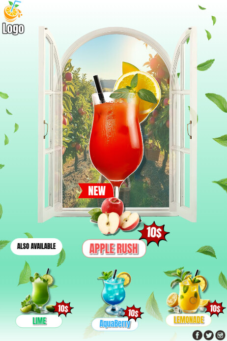 Copy of Aqua Modern & Minimal Drinks Poster | PosterMyWall