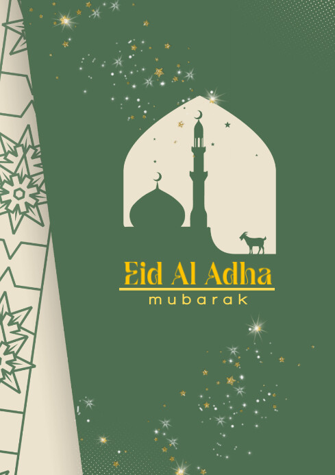 Aqua Modern & Minimal Eid Adha Post Card A4 Template | PosterMyWall