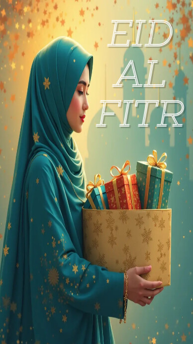 Aqua Modern & Minimal Eid-al-fitr Greetings And Wishes Digital Display ...