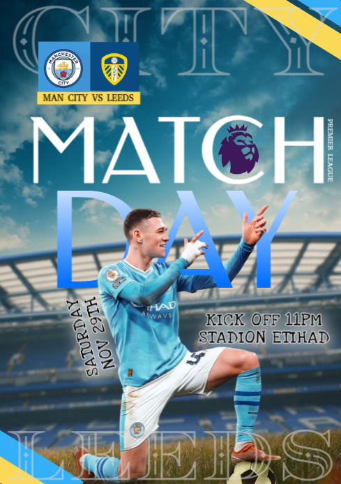 Aqua Modern & Minimal Football Match Day Schedule A4 Template ...