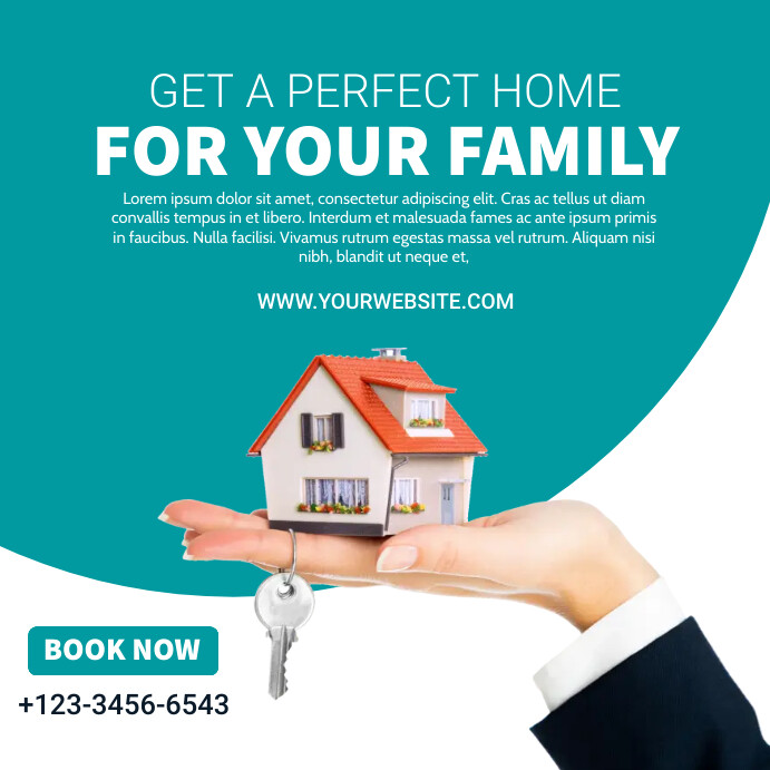 Aqua Modern & Minimal Get A Perfect Home For Template | PosterMyWall