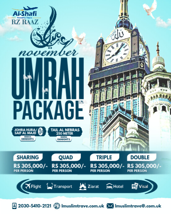 Copy of Aqua Modern & Minimal Hajj & Umrah Agency Ad Instagram Portrait ...