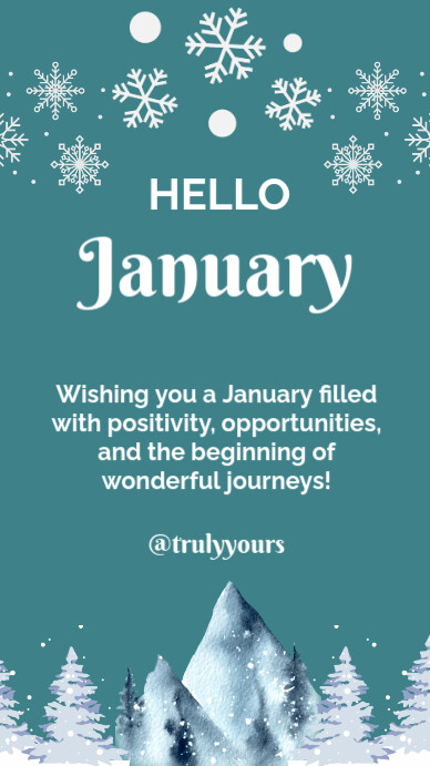 Aqua Modern & Minimal Hello January Instagram Story Template | PosterMyWall