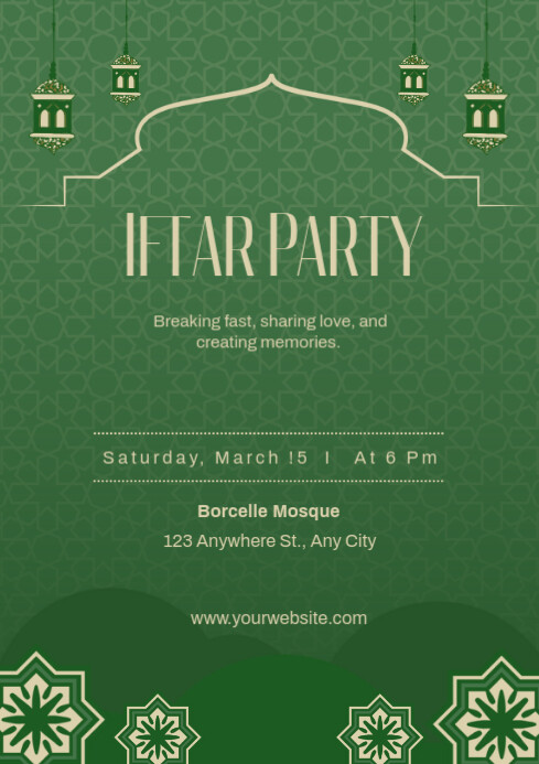 Aqua Modern & Minimal Ifatr Party Invitation A4 Template | PosterMyWall
