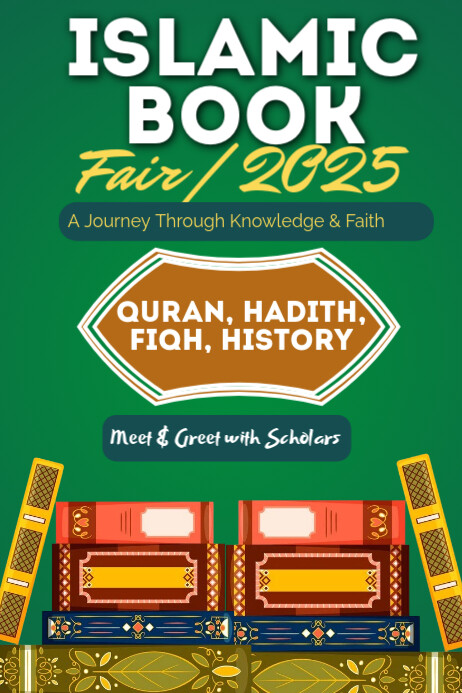 Aqua Modern & Minimal Islamic Book Fair Poster Template | PosterMyWall