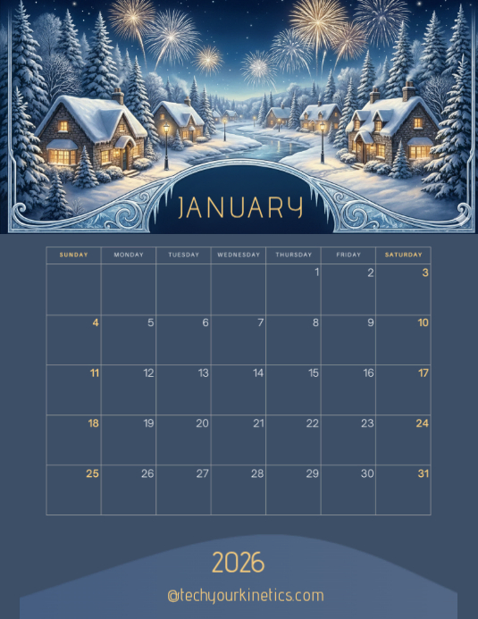 Aqua Modern & Minimal January Calendar 2026 Flyer (us Letter) Template ...