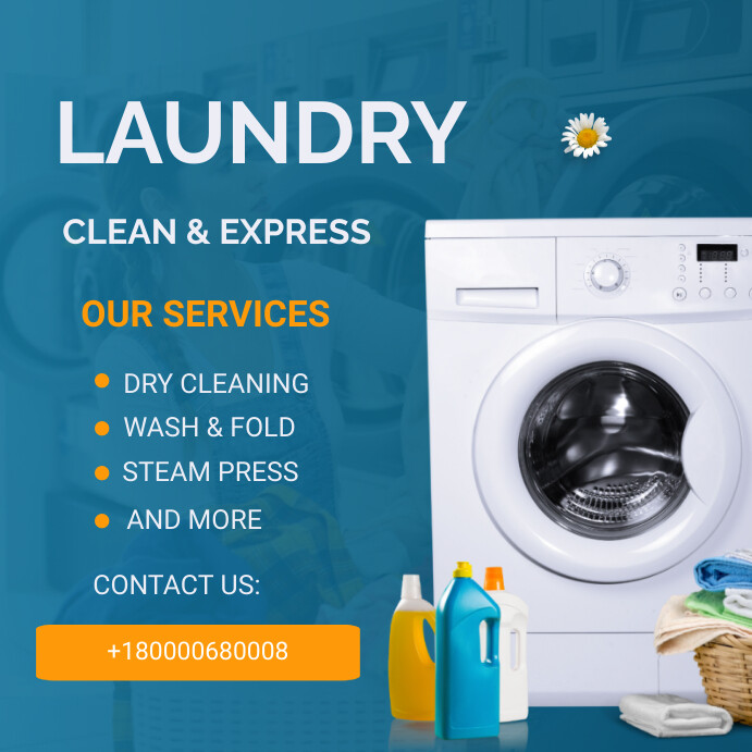 Aqua Modern & Minimal Laundry Instagram Post Template | PosterMyWall