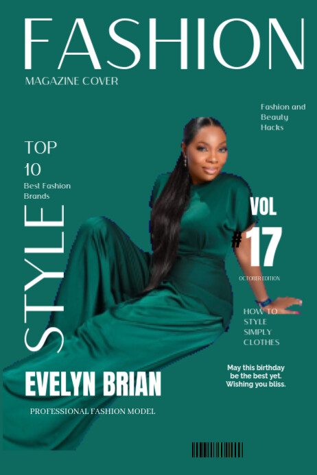 Aqua Modern & Minimal Magazine Cover Model Poster Template | PosterMyWall