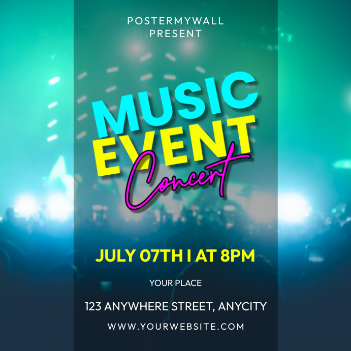 Aqua Modern & Minimal Music Event Pos Instagr Template | PosterMyWall