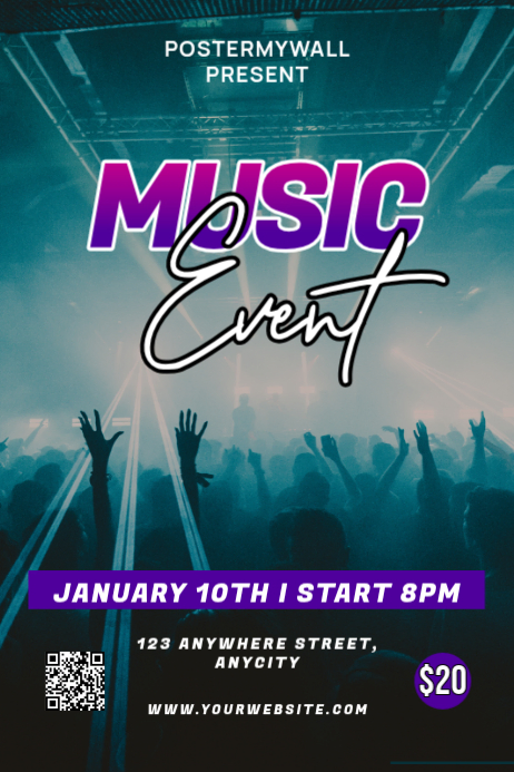 Aqua Modern & Minimal Music Event Poster Template | PosterMyWall