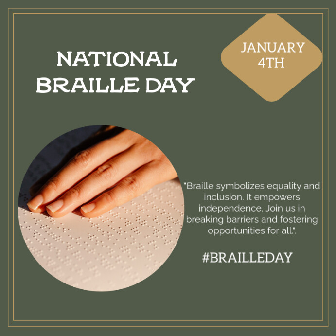Aqua Modern & Minimal National Braille Day Instagram Post Template ...