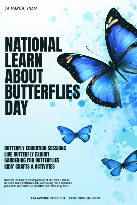 Aqua Modern & Minimal National Learn About Butterflies Day Poster ...