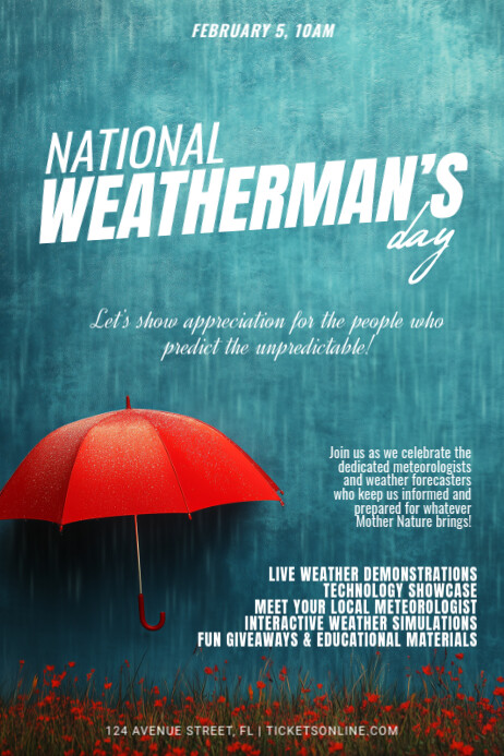 Copy of Aqua Modern & Minimal National Weatherman's Day Poster ...