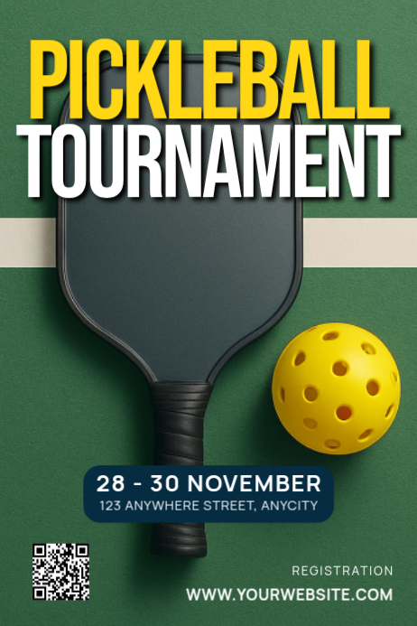 Aqua Modern & Minimal Pickleball Tournament Poster Template | PosterMyWall