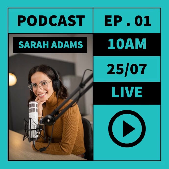 Aqua Modern & Minimal Podcast Instagram Post Template | PosterMyWall