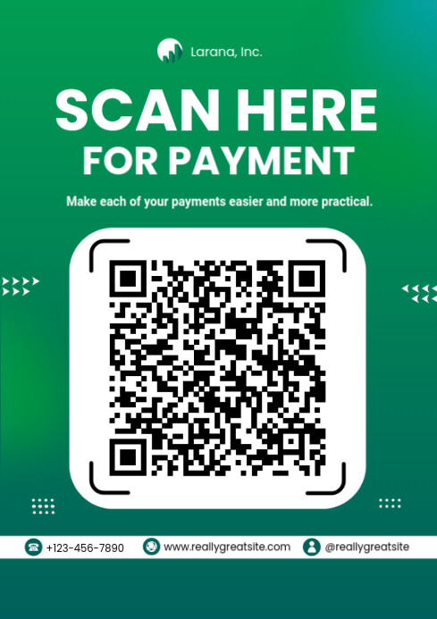 Aqua Modern & Minimal Qr Code For Payment A2 Template | PosterMyWall