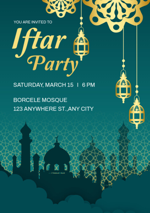 Copy of Aqua Modern & Minimal Ramadan Iftar Party A4 | PosterMyWall