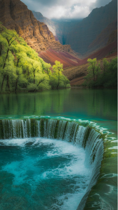 Aqua Modern & Minimal Stunning Circular Waterfall Nature Background ...