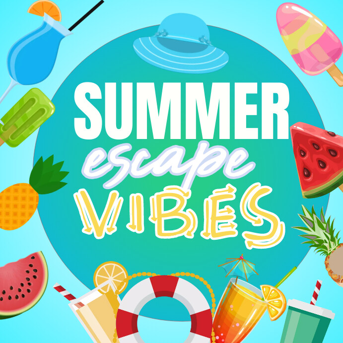Aqua Modern & Minimal Summer Escape Vibes Gra Template | PosterMyWall