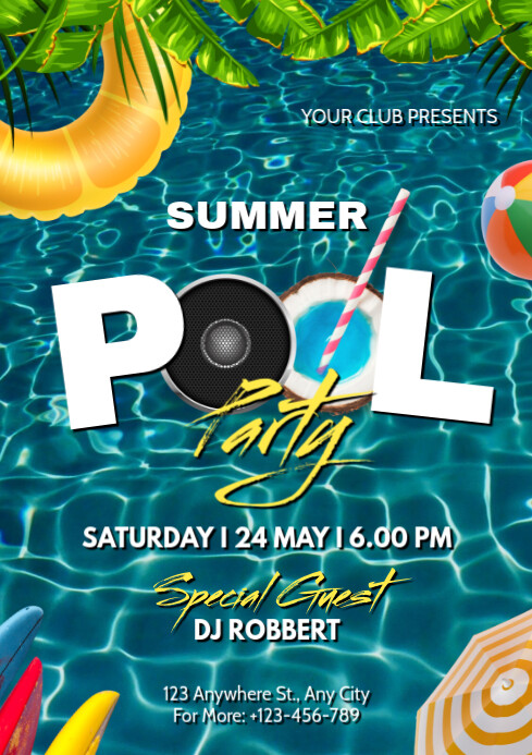 Copy of Aqua Modern & Minimal Summer Pool Party Club Advertisements A4 ...