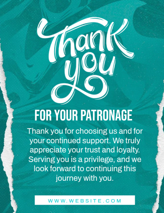 Aqua Modern & Minimal Thank You For Your Patronage Template Flyer (us ...