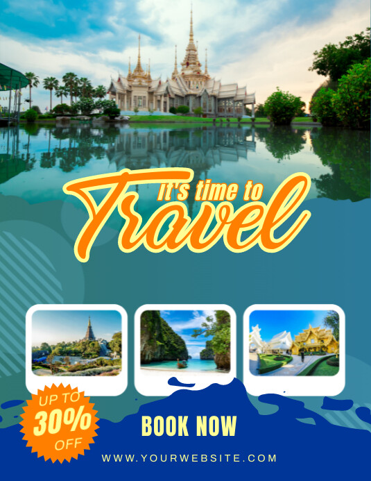 Modèle Aqua Modern & Minimal Time To Travel Pamflet | PosterMyWall