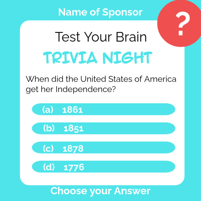 Aqua Modern & Minimal Trivia Instagram Post Template | PosterMyWall