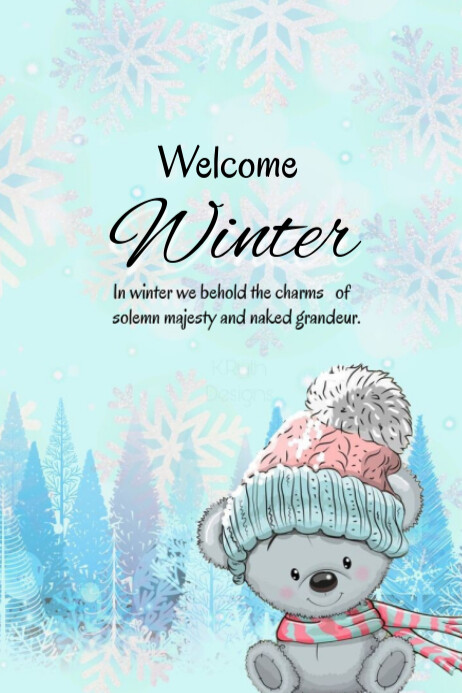 Aqua Modern & Minimal Welcome Winter Poster Template | PosterMyWall