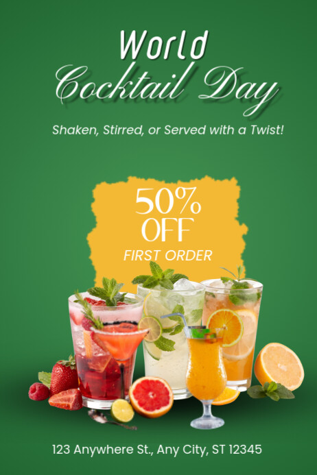 Copy of Aqua Modern & Minimal World Cocktail Day Poster | PosterMyWall