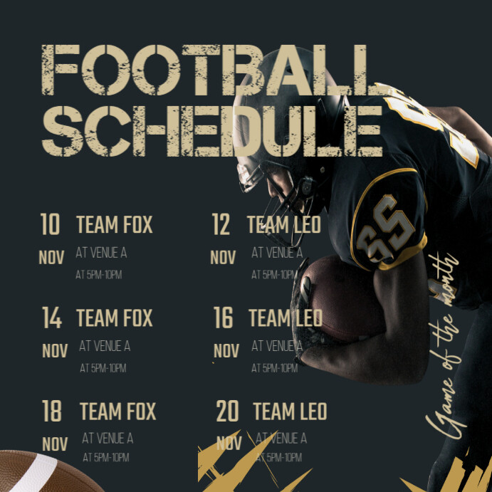 Aqua Modern & Minimal Football Schedule Match Instagram Post Template ...