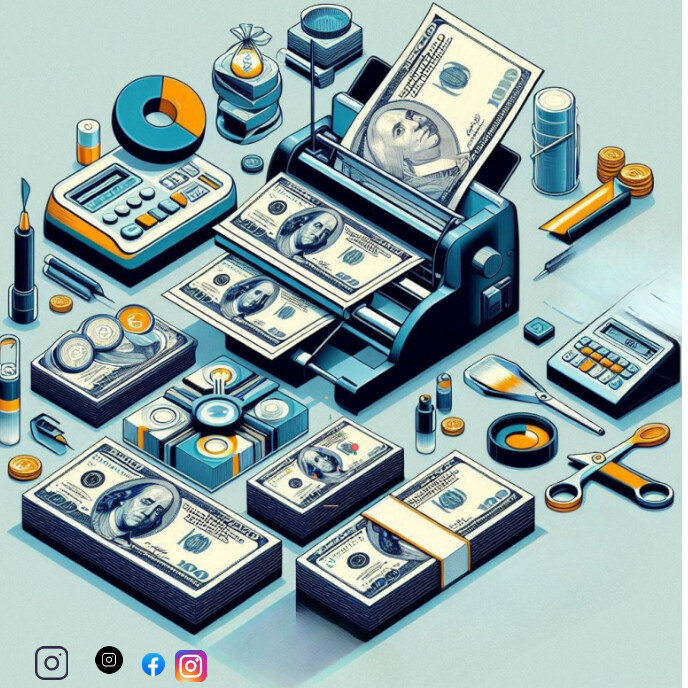 Aqua Money Printing Machine Album Cover Template | PosterMyWall