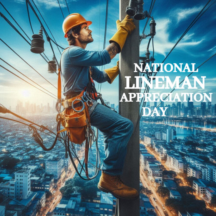 Aqua National Lineman Appreciation Day Instagram Post Template | PosterMyWall