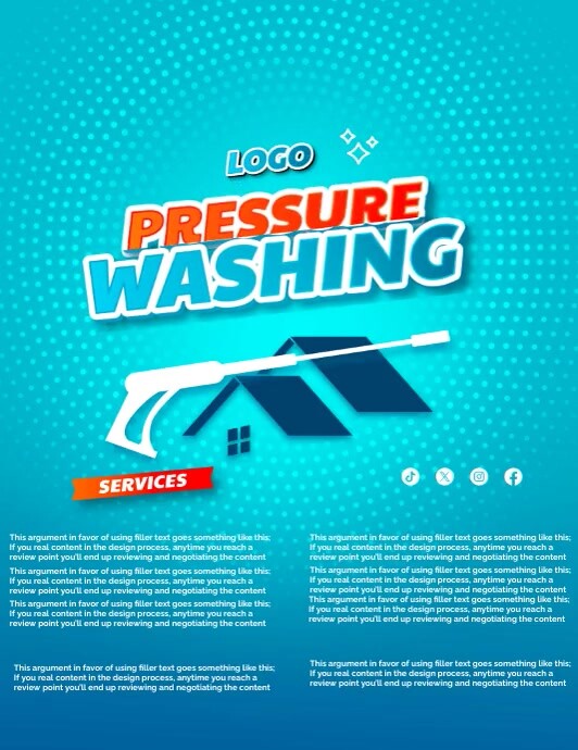 Aqua Neon Pressure Washing Flyer (us Letter) Template | PosterMyWall