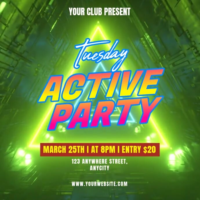 Copy of Aqua Neon Tuesday Active Party Pos Instagram | PosterMyWall
