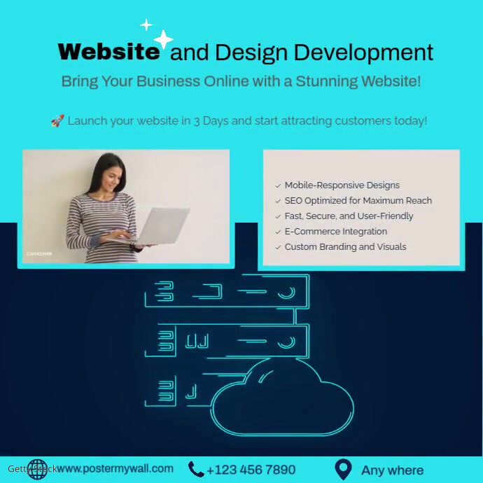 Copy of Aqua Neon Website Development Instagram Post | PosterMyWall