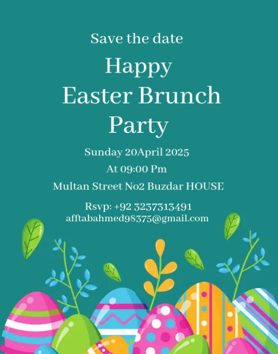 Aqua Pastel Easter Day Party Poster/wallboard Template | PosterMyWall