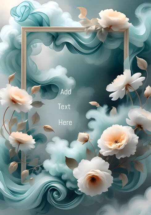 Aqua Pastel Floral Background Template A4 | PosterMyWall